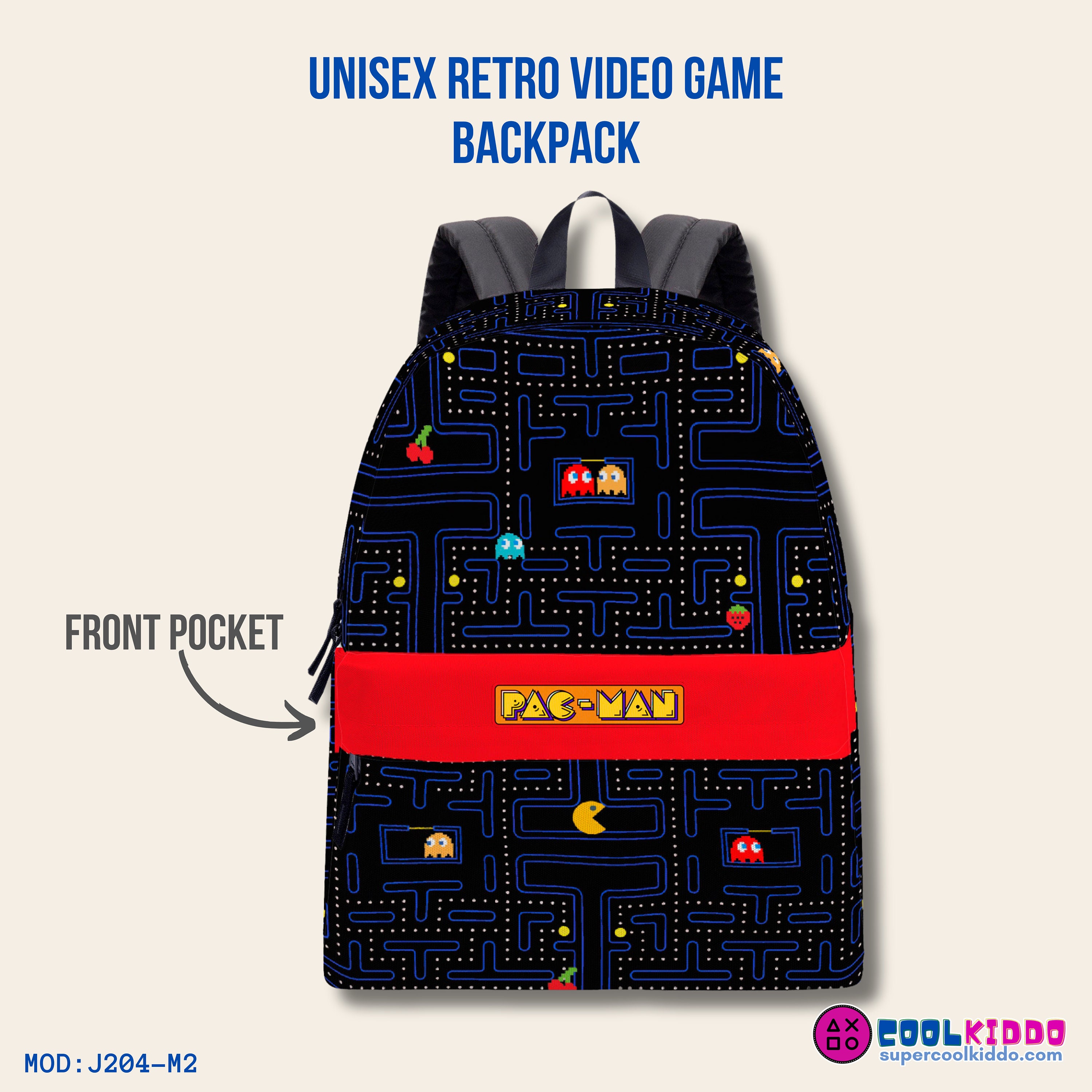 Pac-man Retro Videogame Black Backpack Lightweight Waterproof ...