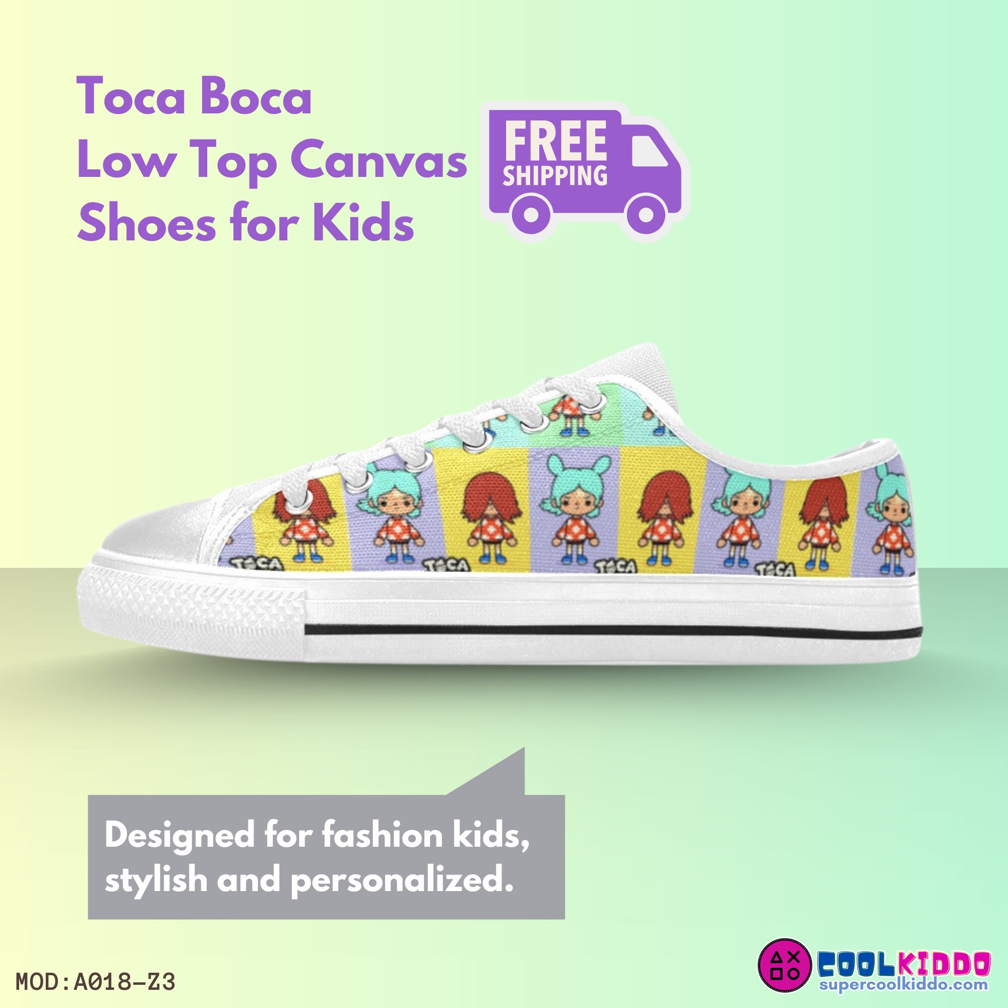 Toca Boca, Low-top Sneakers, Toca Boca Print Casual Shoes, Canvas ...