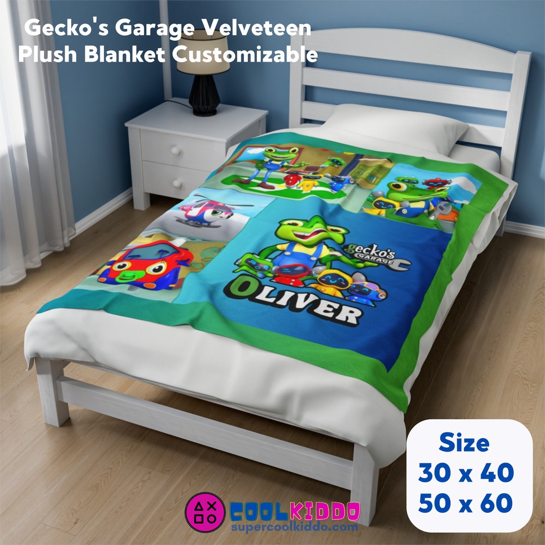 Unique Personalized Gecko's Garage Baby Blanket, Custom Name Printing ...