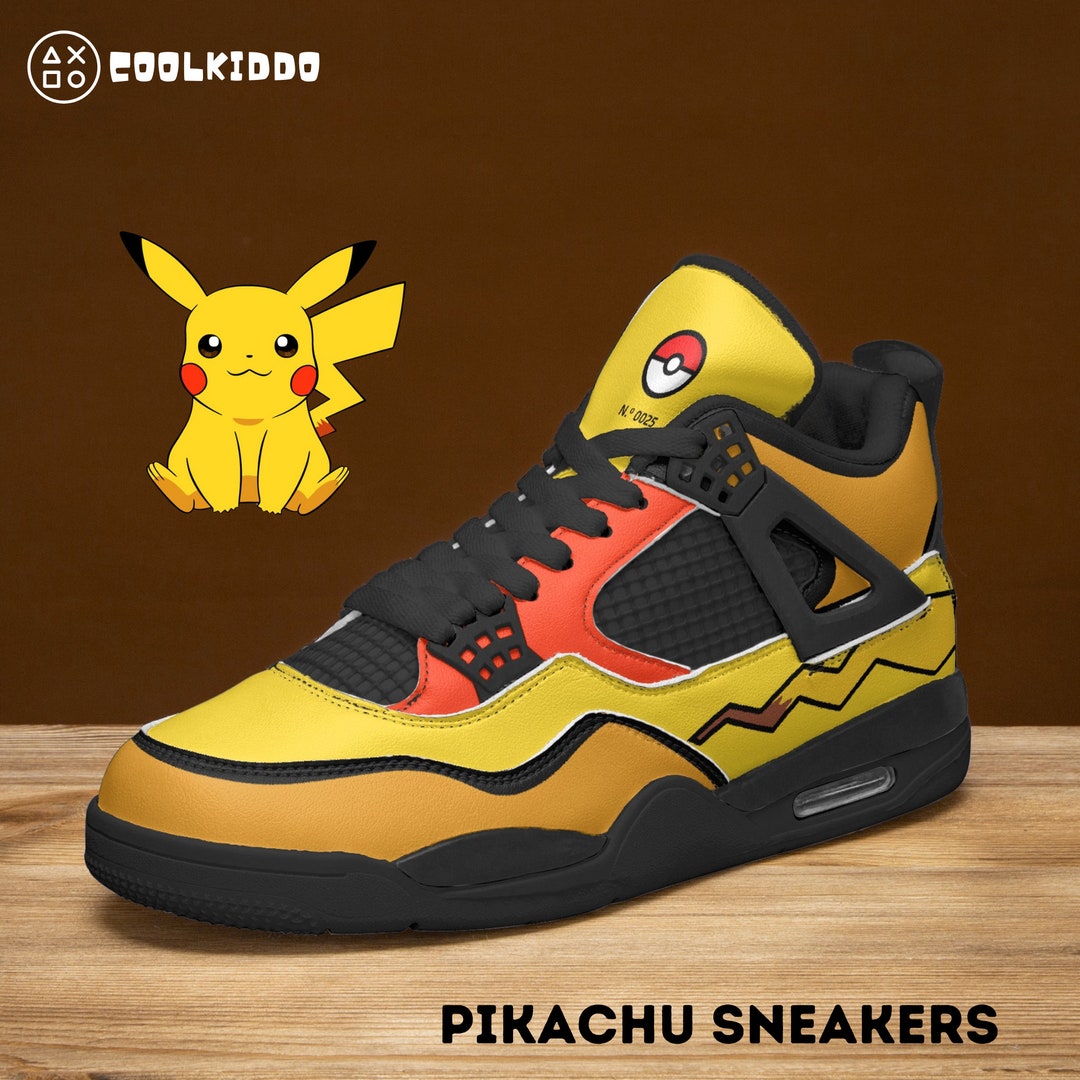 Pikachu High-top Black Sole Sneakers: Poke Monster Go Basketball Kicks ...