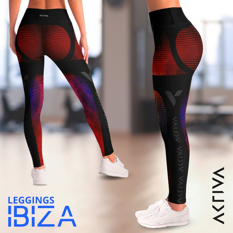 Sport Leggings High Waist Squat-proof Custom Leggings Spandex Graphic ...
