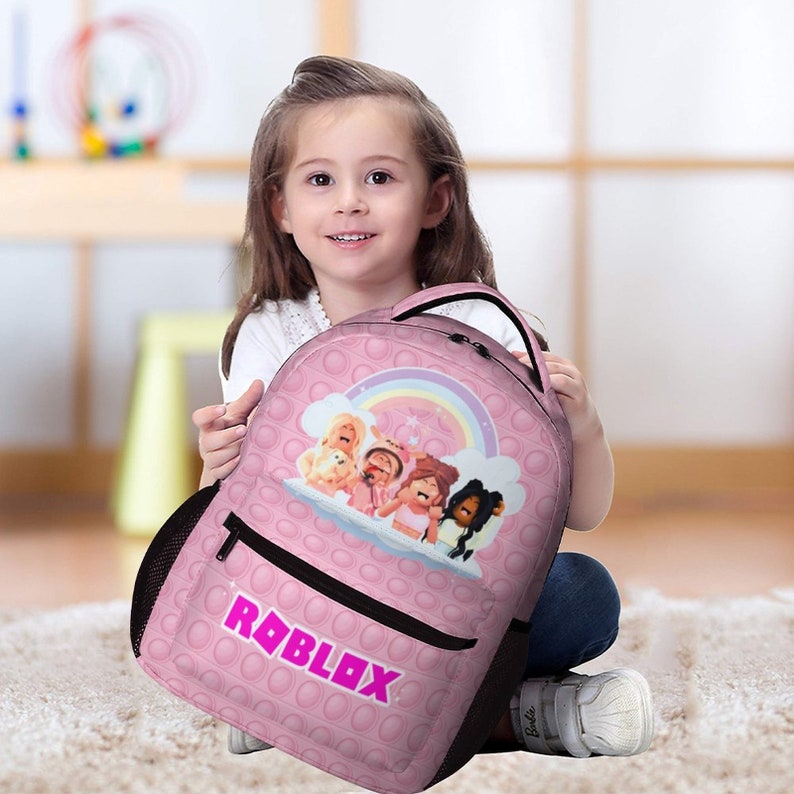 Pink Roblox Girls Backpack With Pretty Girls Characters. Cool Kiddo ...