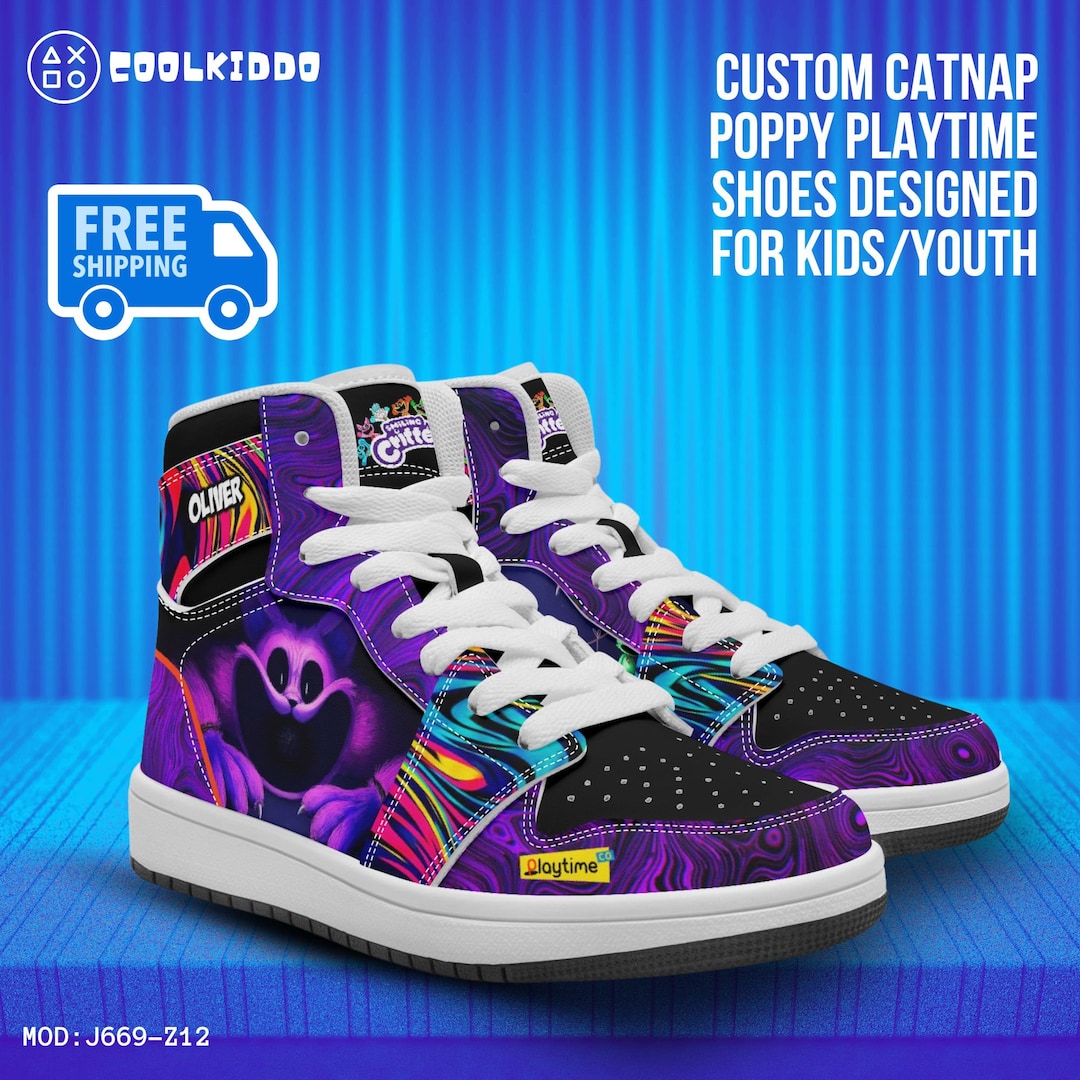 Personalized Name Catnap Poppy Playtime Video Game High-top Shoes ...