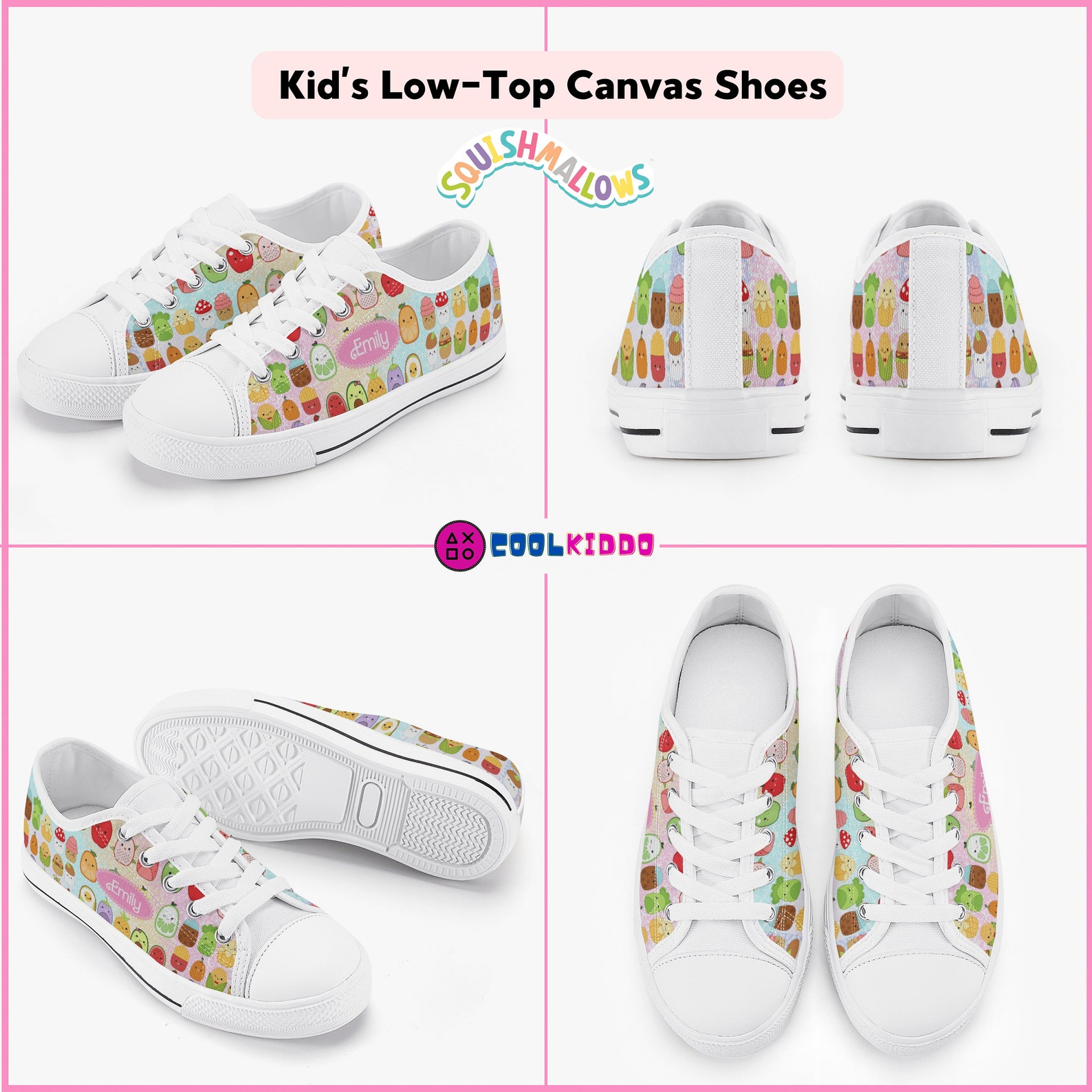 Customizable Squishmallow Food Shoes for Kids Squishmallow, Low Top ...
