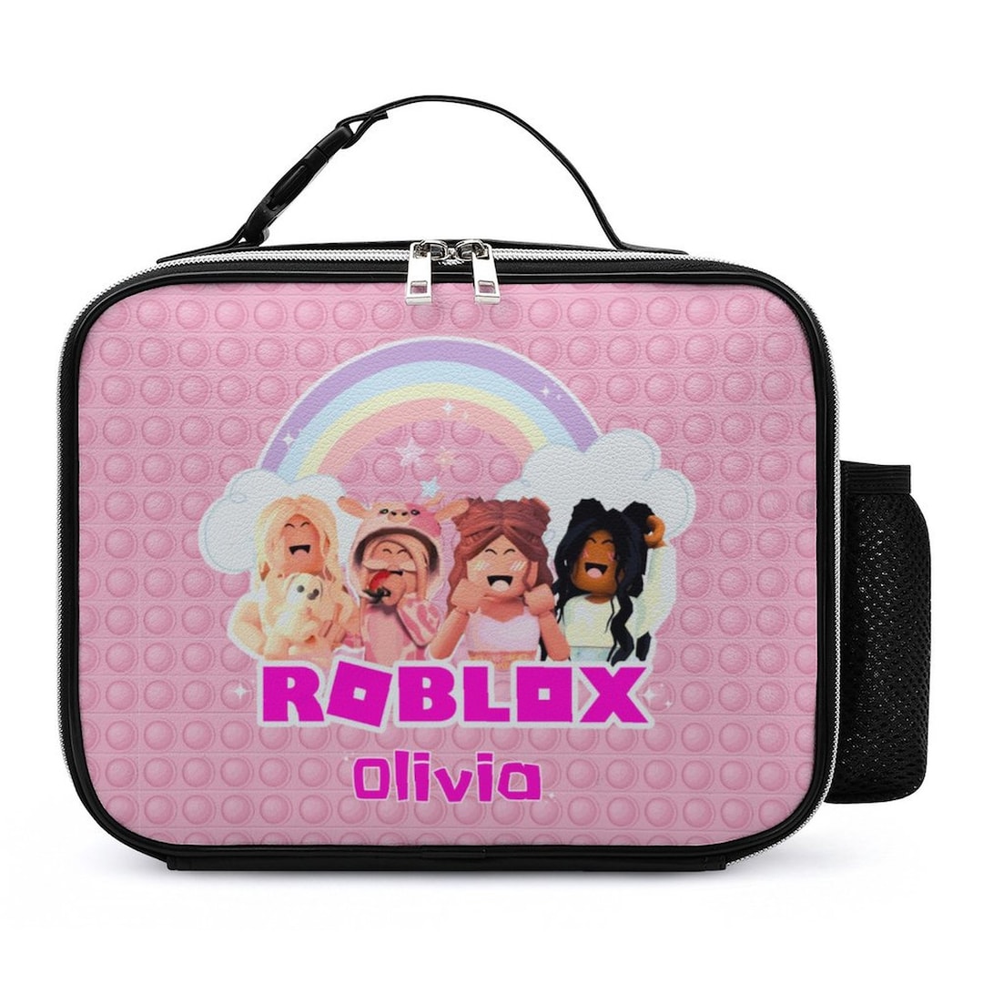 Personalized Name, Pink Roblox Girls Leather Lunchbox, pop It ...