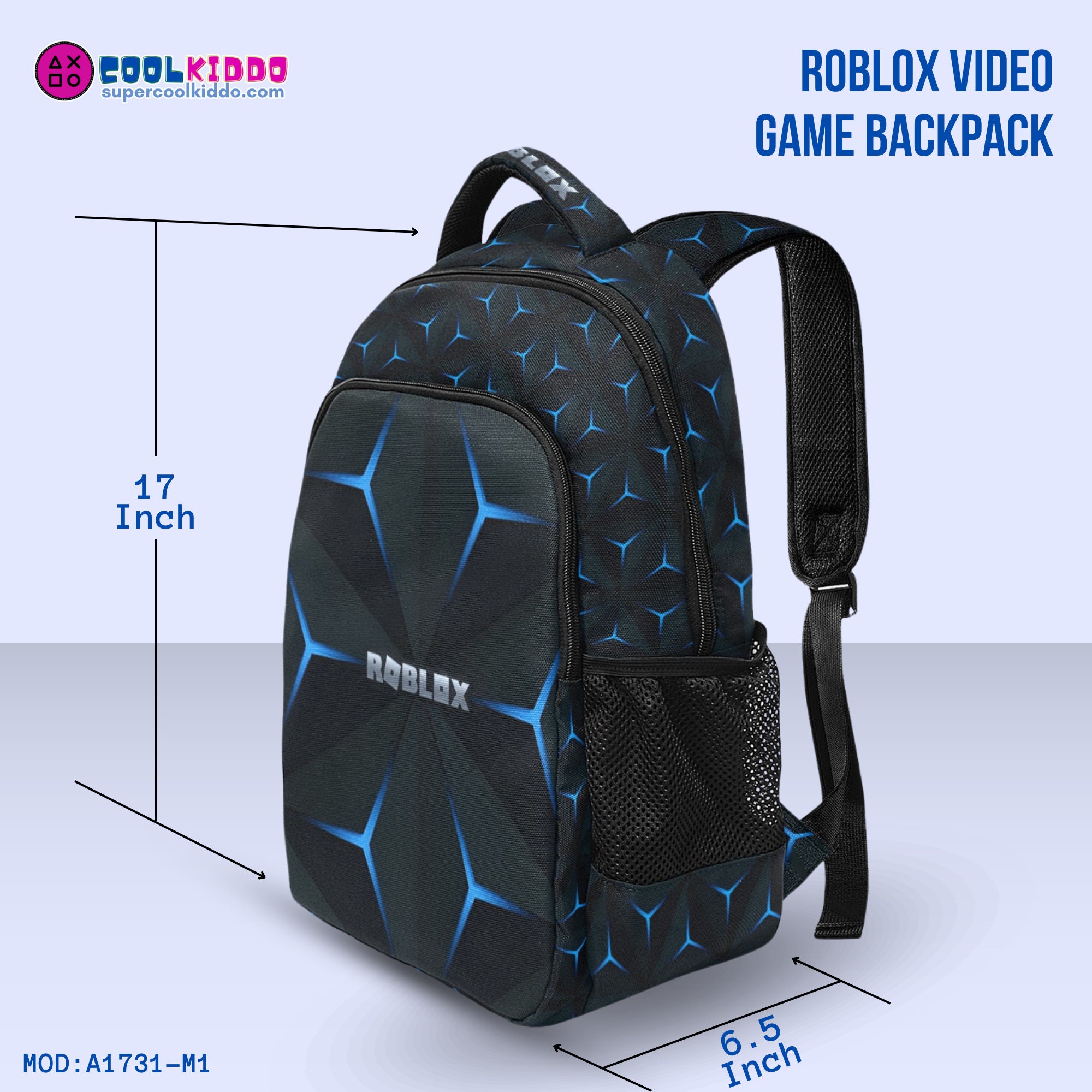 Roblox Inspired 1200D Nylon Geometric Black Backpack, Tablet Sleeve ...