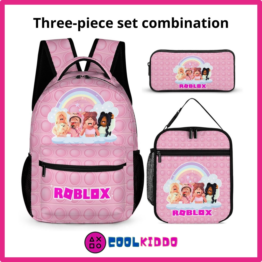 Roblox Pink Backpack for Girls Three-piece Set: Backpack, Lunch Bag and ...