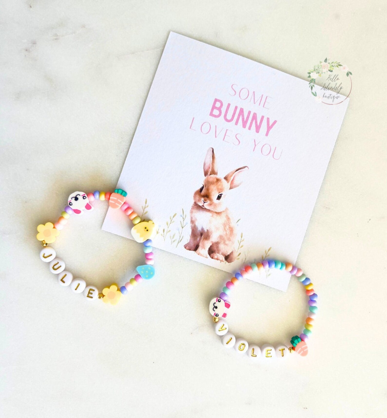 Personalized Easter Bracelet: 24k Gold Bead, Polymer Clay, Kids Gift - Etsy