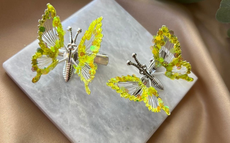 Neon Glitter Butterfly Hair Clips: Y2K Moving Wings - Etsy