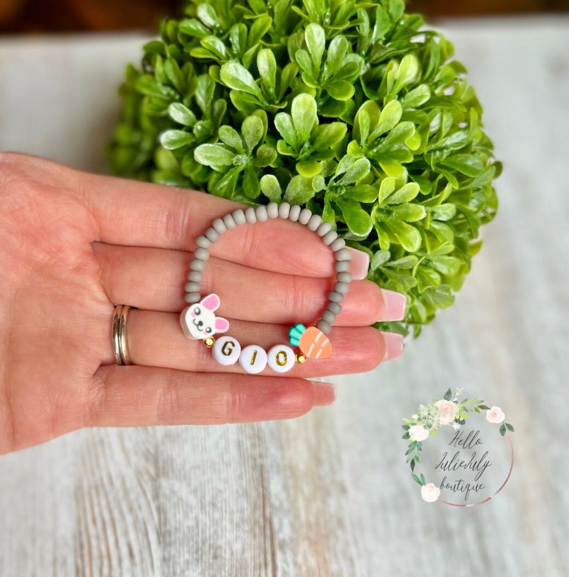 Personalized Easter Bracelet: 24k Gold Bead, Polymer Clay, Kids Gift - Etsy