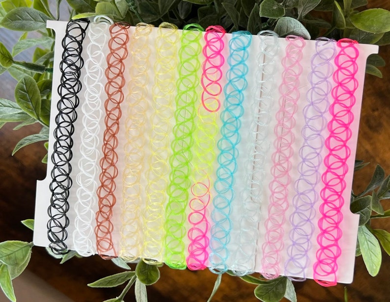 90s Tattoo Choker Pack Y2K Chokers Stretchy Choker Set of 12 - Etsy