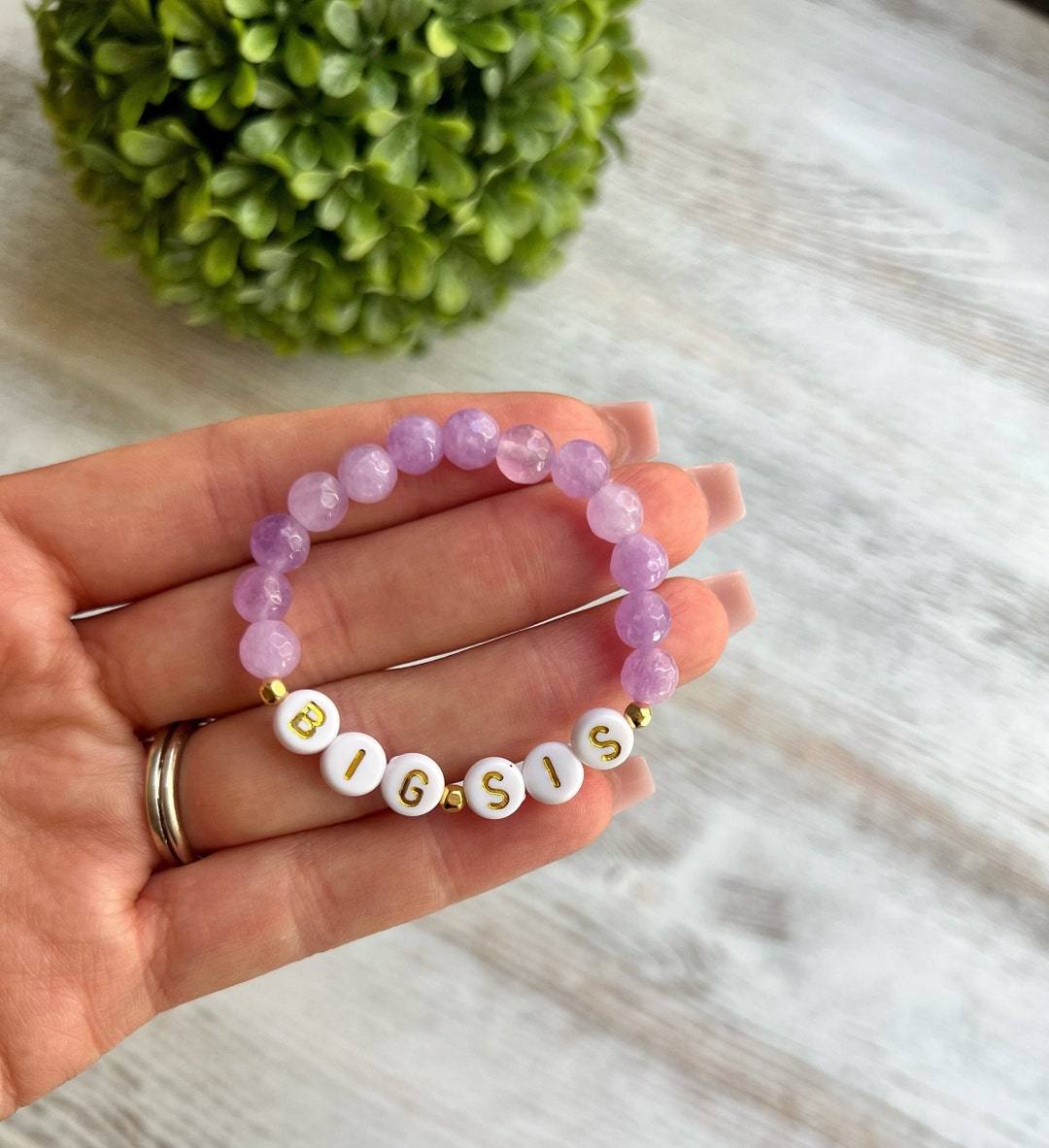 Kid's Natural Stonel Bead Bracelet, Big Sis Bracelet, Big Bro Bracelet ...