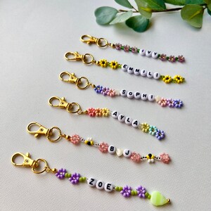 Custom Keychain, Personalized Name Flower Keychain, Bumble Bee Keychain ...