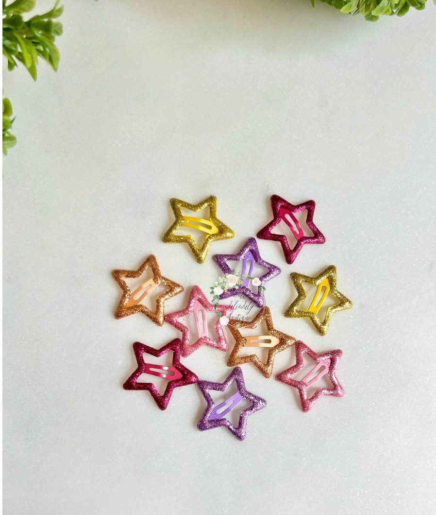 Colorful Star Snap Hair Clips: Y2K Glitter Clips (3cm) - Etsy