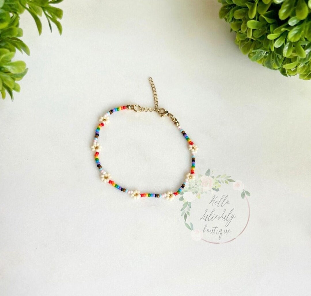 Pride Daisy Beaded Bracelet, Progress Pride Flag, Gift, Prode - Etsy