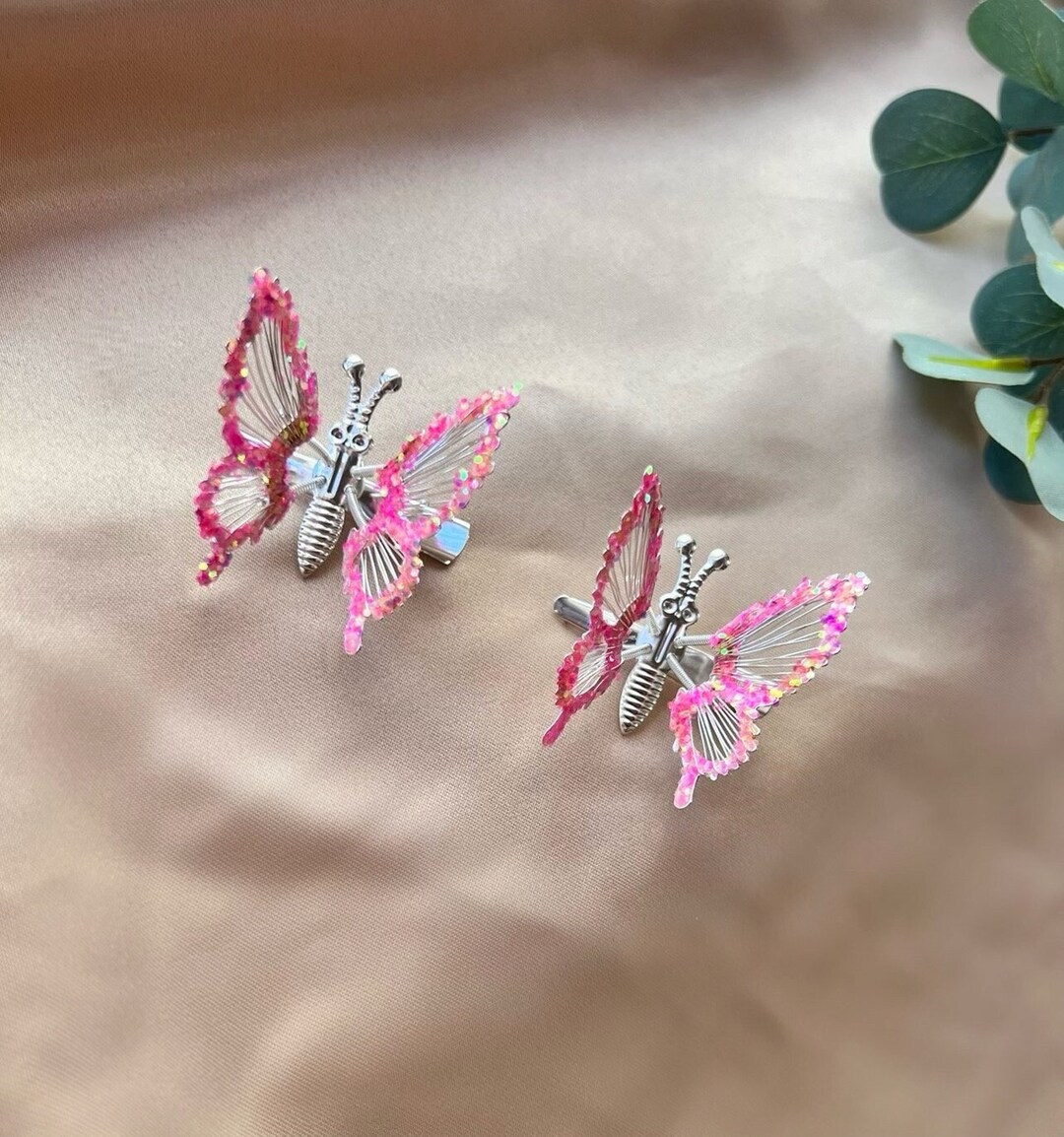 Glitter Butterfly Hair Clips, Moving Butterfly Hair Clips, Y2k Hair ...