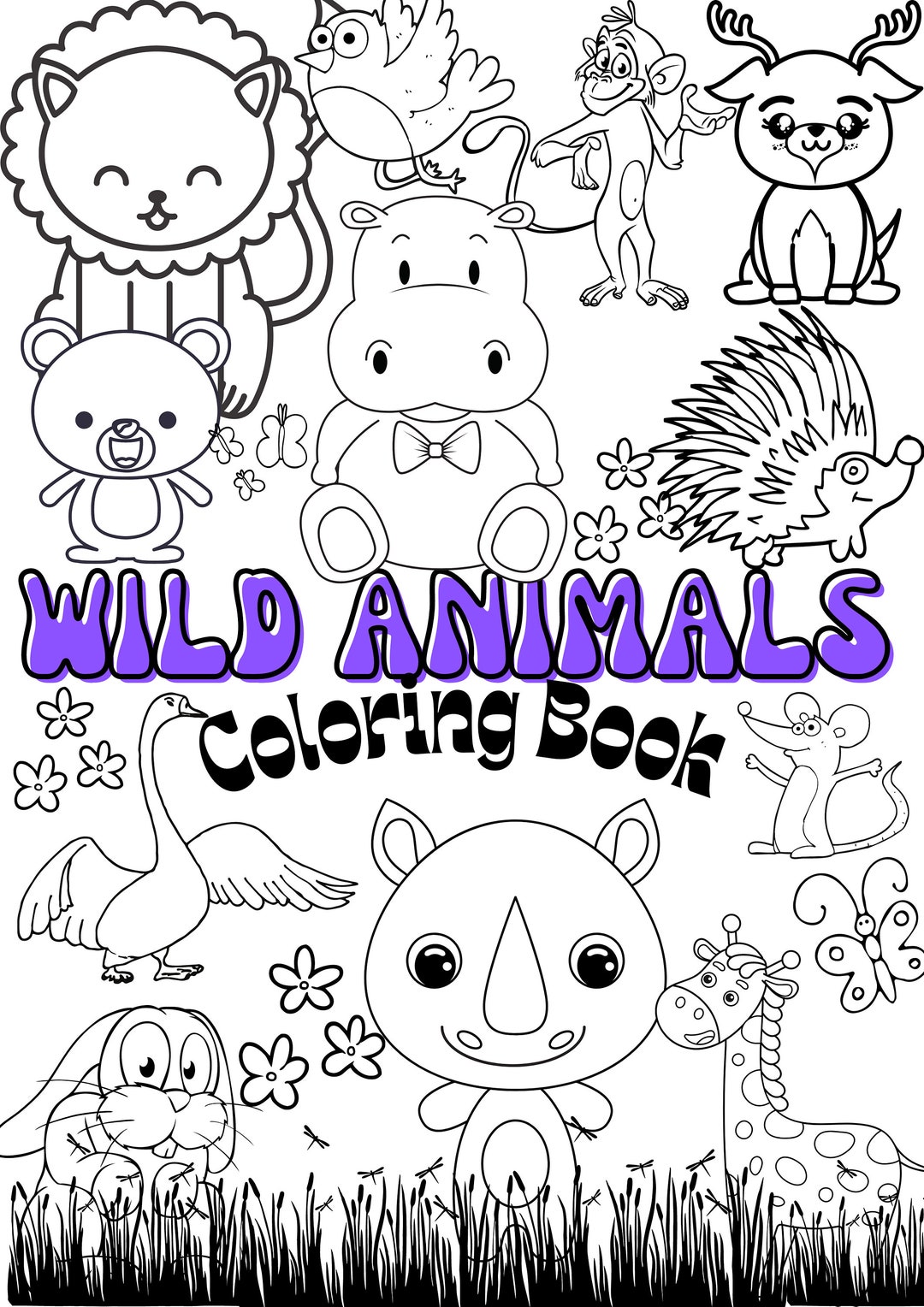 Wild Animals Coloring Book - Etsy