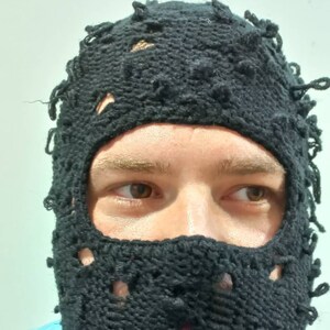 Black Distressed Balaclava Mask, Ski Mask. - Etsy