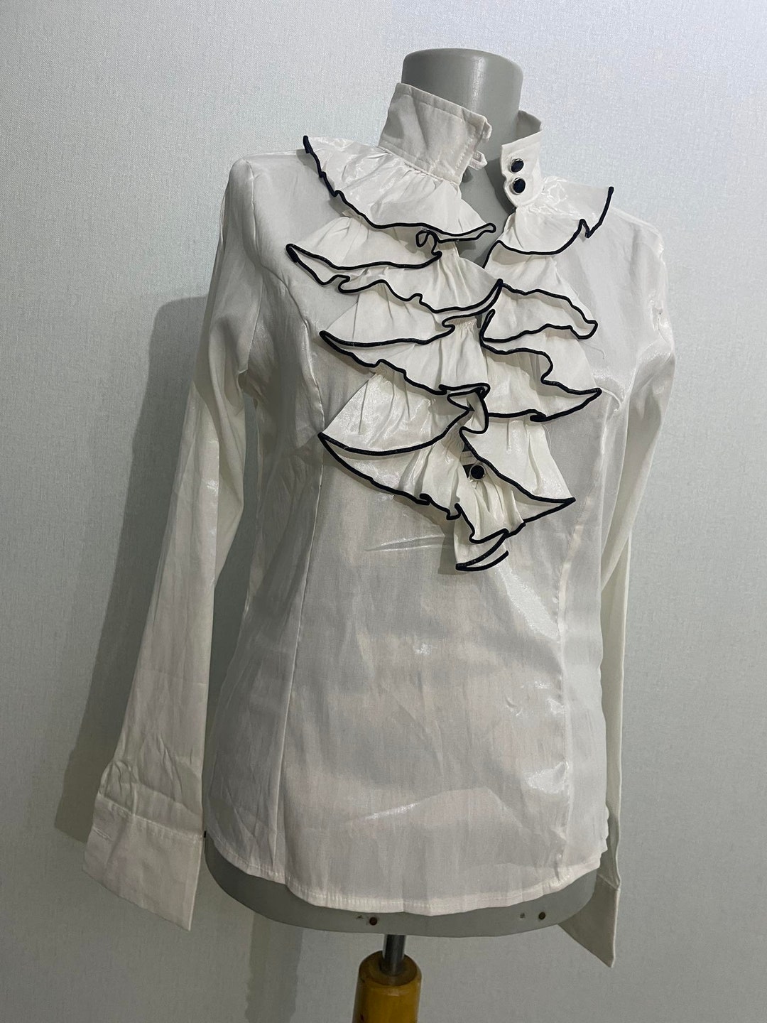Vintage Statement White Blouse With Ruffles - Etsy