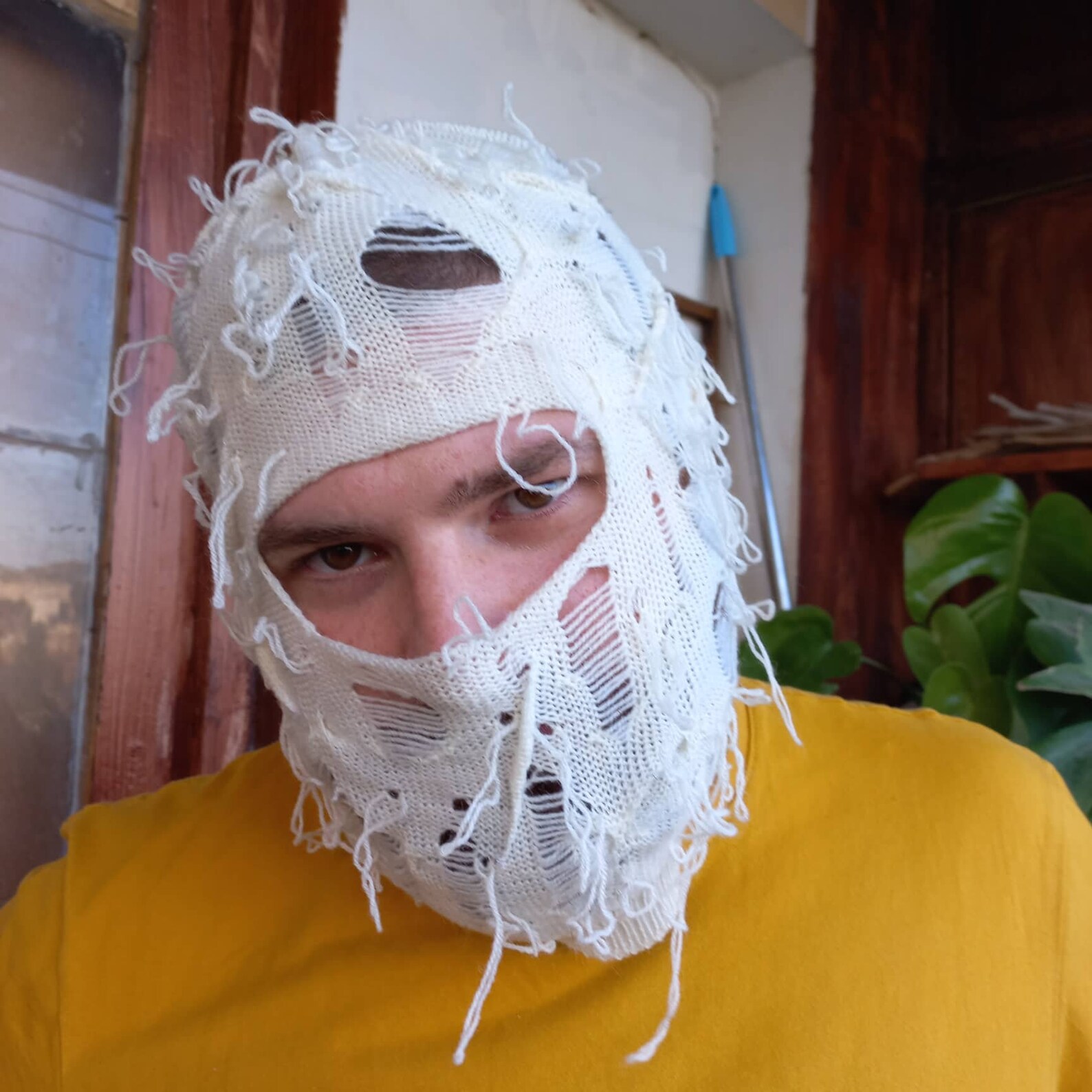 Distressed White Balaclava Mask. Ski Mask. Full Face Mask. Fuzzy ...