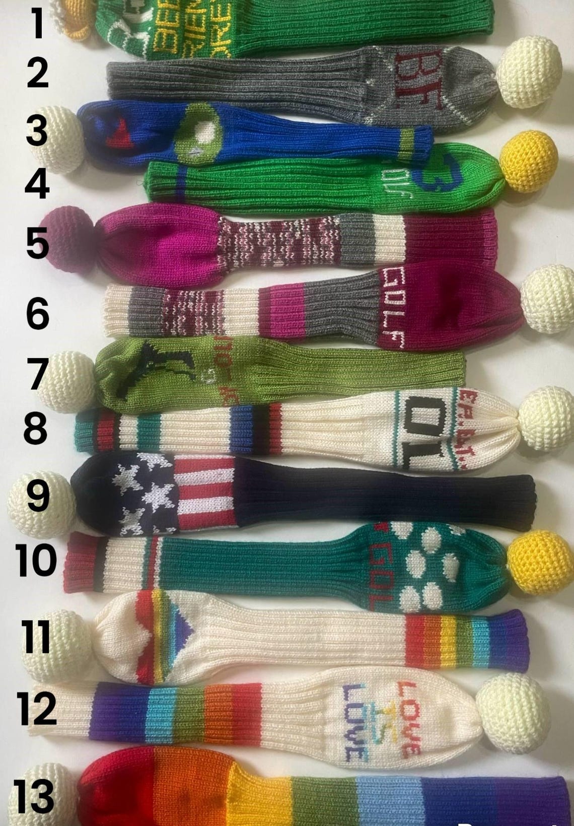 Golf Headcovers. Hand Knit Golf Club Headcovers – Choose by Number ...