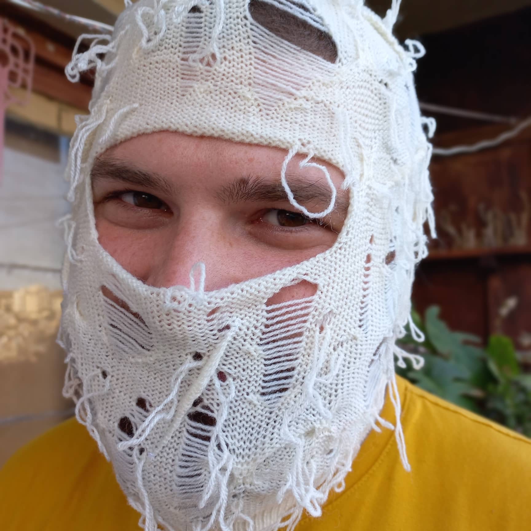 Distressed White Balaclava Mask. Ski Mask. Full Face Mask. Fuzzy ...