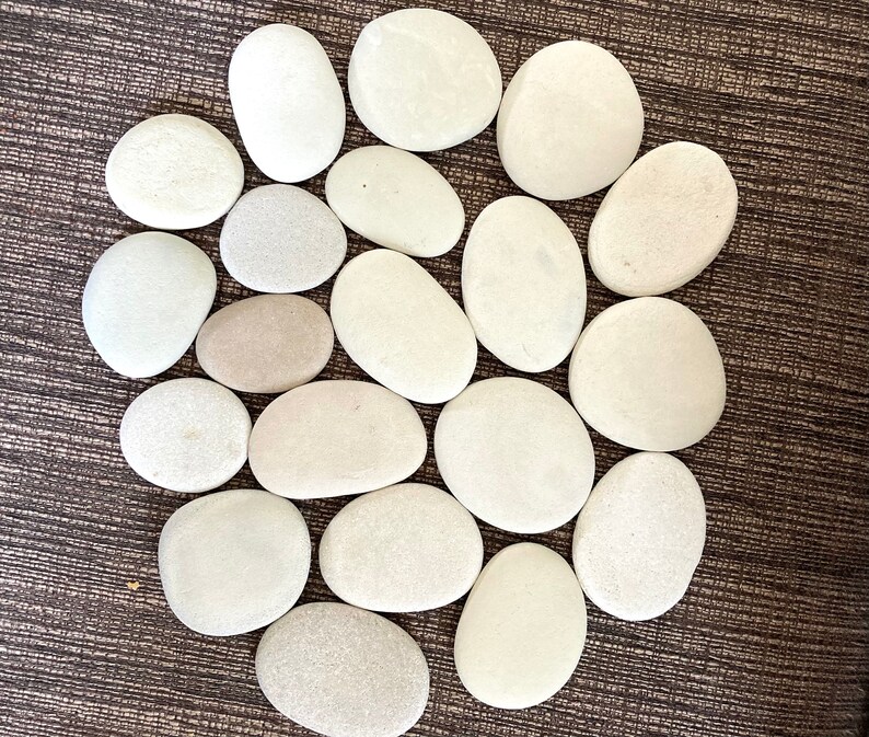 Large Flat Stones 5-6 Cm Lot 15 Pieces, Sea Rocks, White Smooth Stones ...