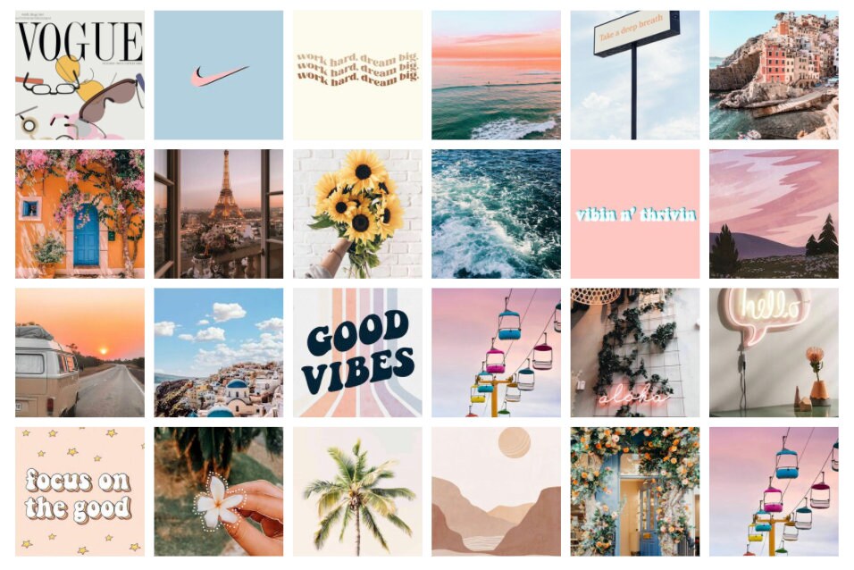 Sunset Aesthetic Wall Collage Kit, Digital Printable Room Decor set of ...