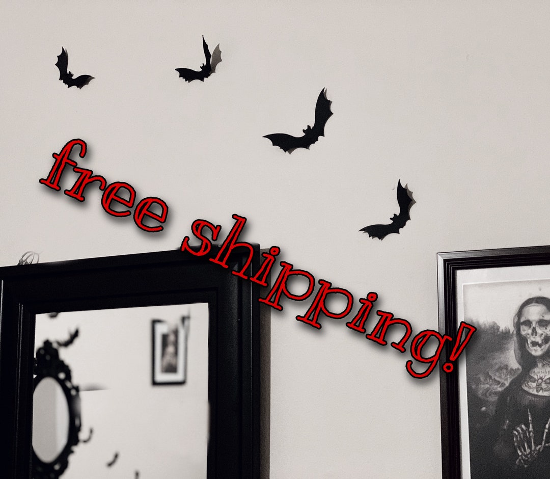 Gothic Bats Flying Bats 3D Moon Cat Decor Halloween - Etsy