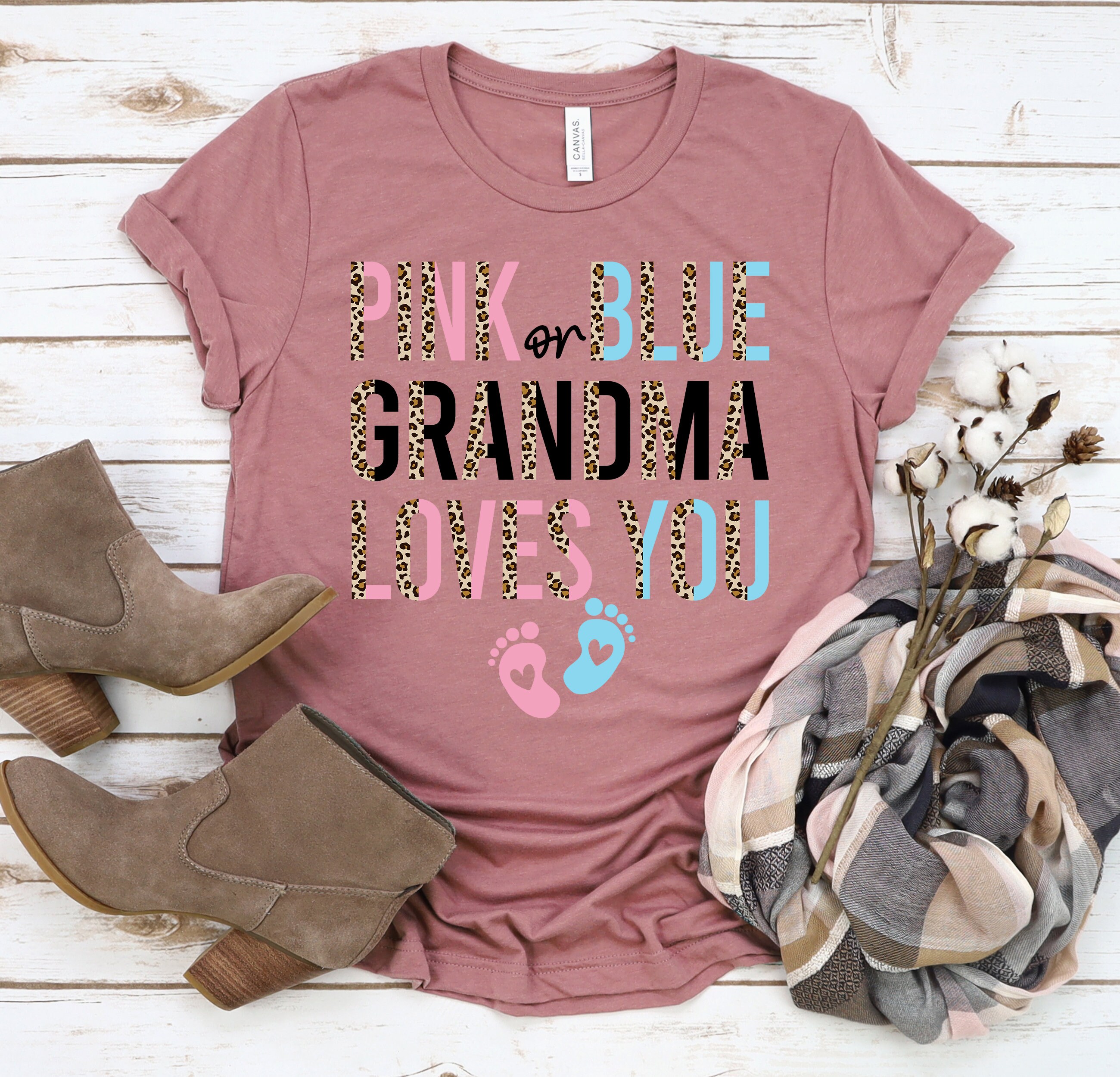 Pink or Blue Grandma Loves You Shirt, Gender Reveal Gift, Pregnancy ...