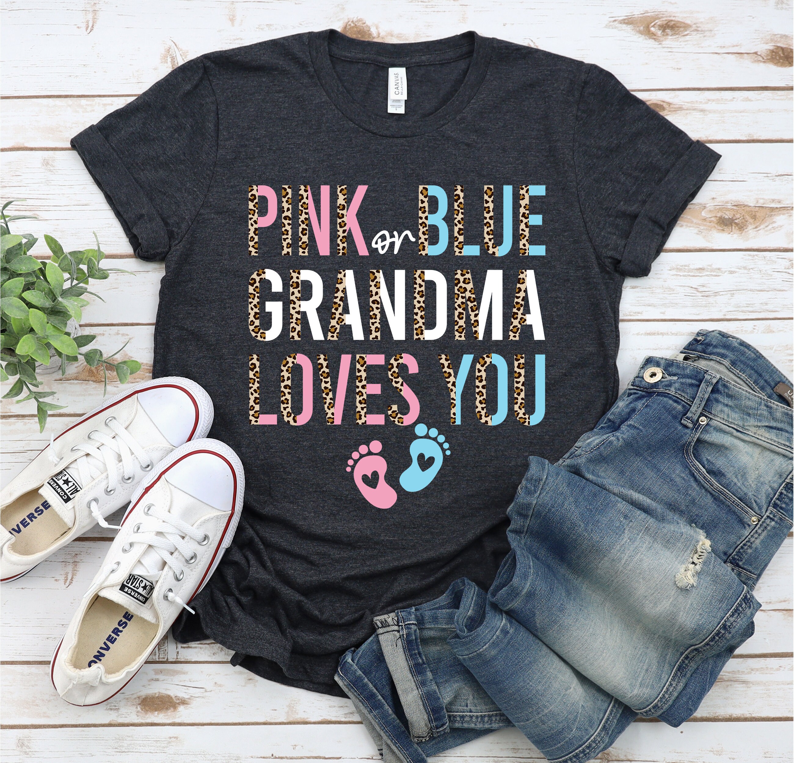 Pink or Blue Grandma Loves You Shirt, Gender Reveal Gift, Pregnancy ...