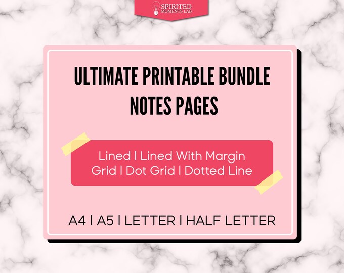 Ultimate Printable Bundle Notes Pages Lined, Lined With Margin, Dotted ...