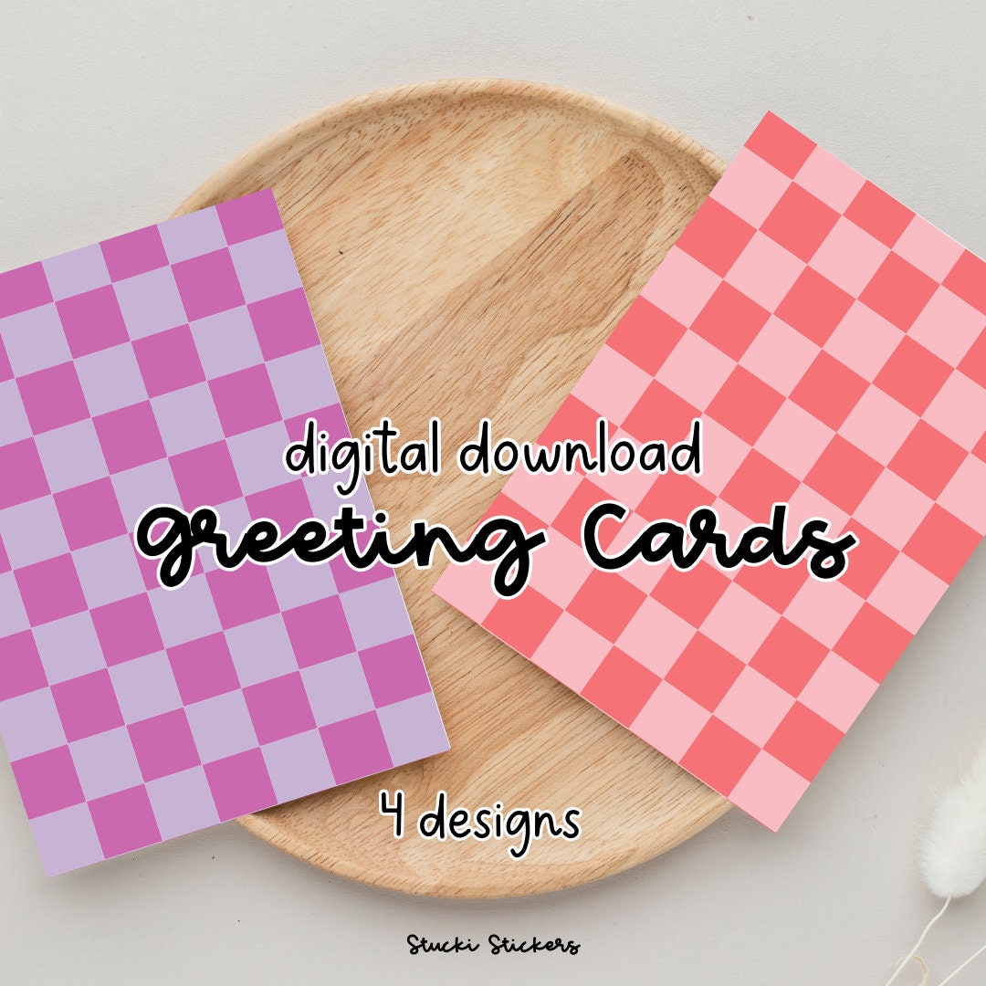 CHECKER Digital Greeting Card Checkered Thank You Friend Gift Blank ...