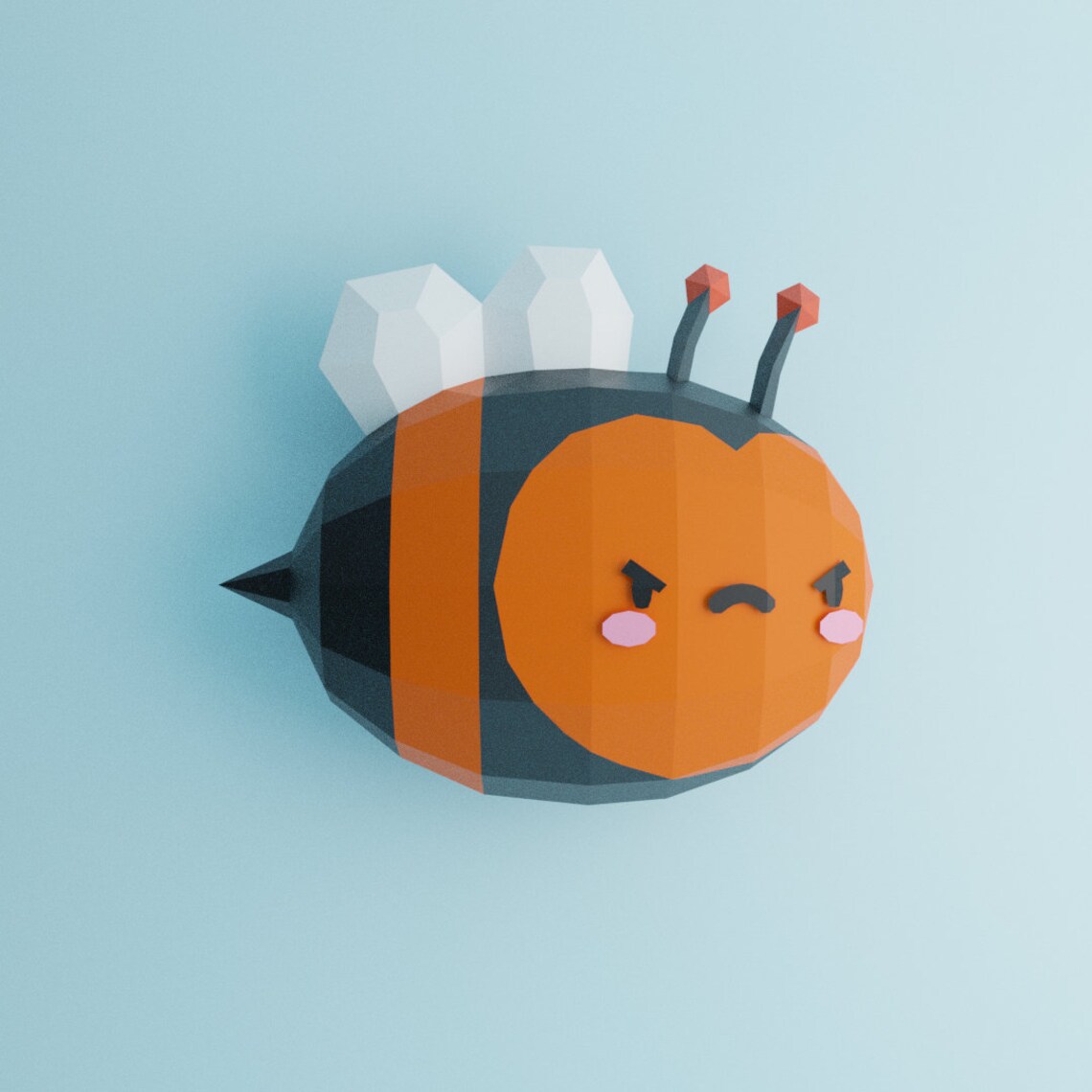 3D Sculpture Cute Bee wall Papercraft Templates A4 - Etsy