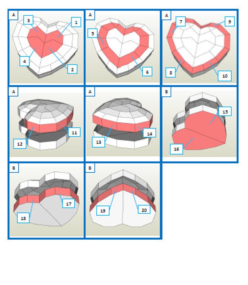 Heart Box Papercraft Template A4 - Etsy
