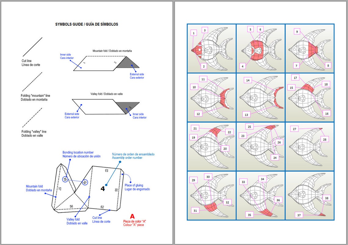 Angel Fish Papercraft Template A4 - Etsy