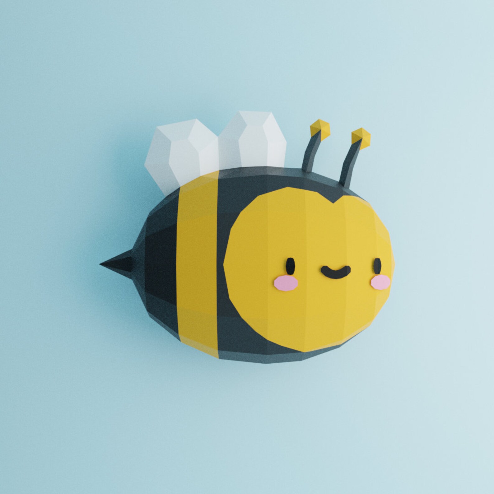 3D Sculpture Cute Bee wall Papercraft Templates A4 - Etsy