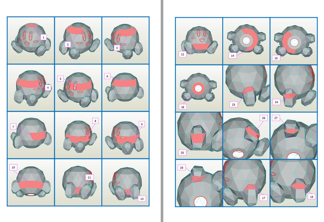 Kirby Papercraft Template A4 - Etsy