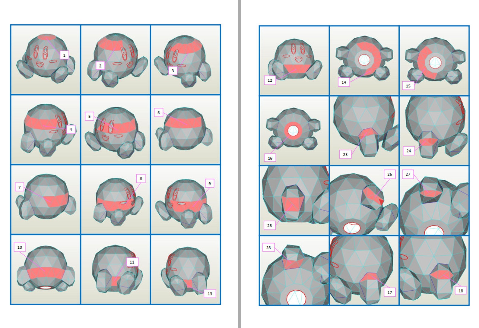 Kirby Papercraft Template A4 - Etsy