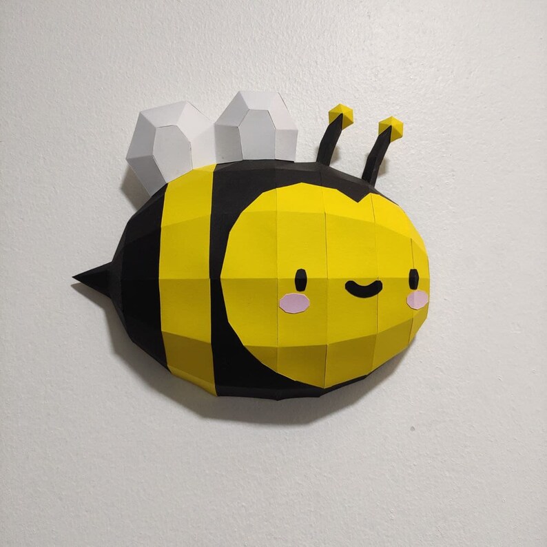 3D Sculpture Cute Bee wall Papercraft Templates A4 - Etsy