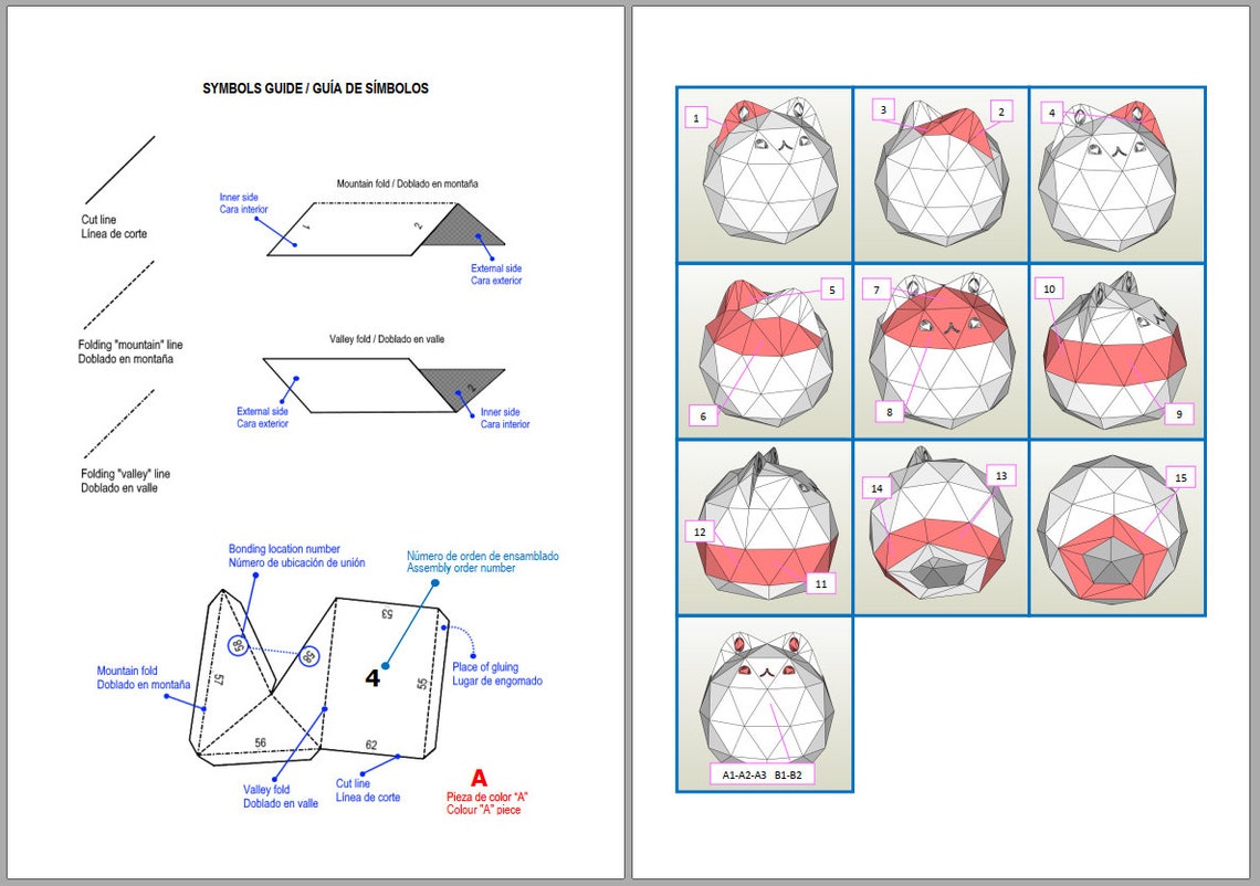 Ball Cat Papercraft Template A4 (PDF+SVG) - Etsy