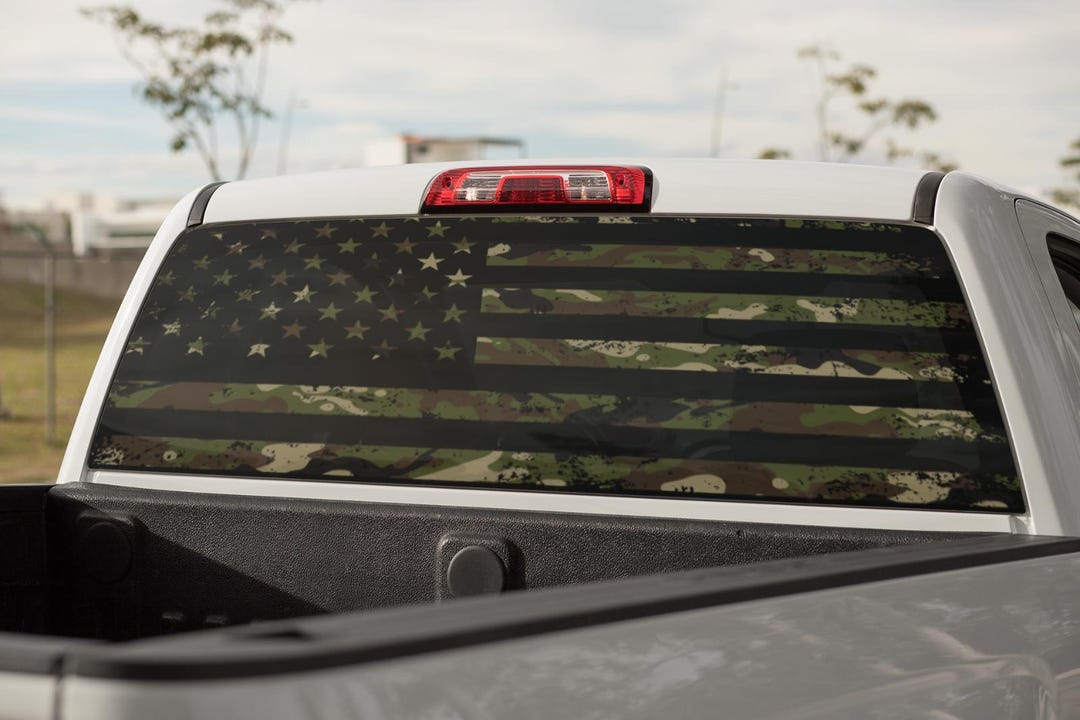 Truck Decal Back Window - Camo U.S. Flag - Perforated Vinyl TBW022 - Etsy