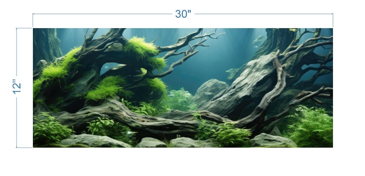 Aquarium Background Underwater Forest 2 - Vinyl Graphic Adhesive AQ0045 ...