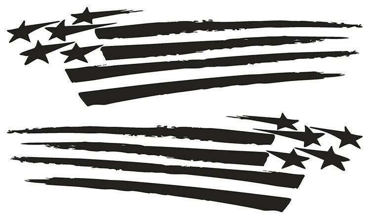 Set of 2 American Flag Ripped Vinyl Decals Truck, Motorcycle Tank, Car ...