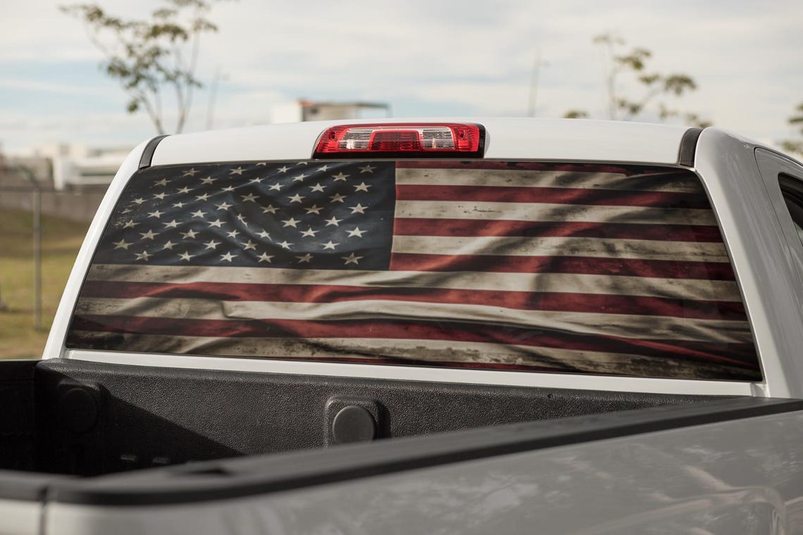 Truck Decal Back Window - American Flag - Perforated Vinyl TBW001 - Etsy