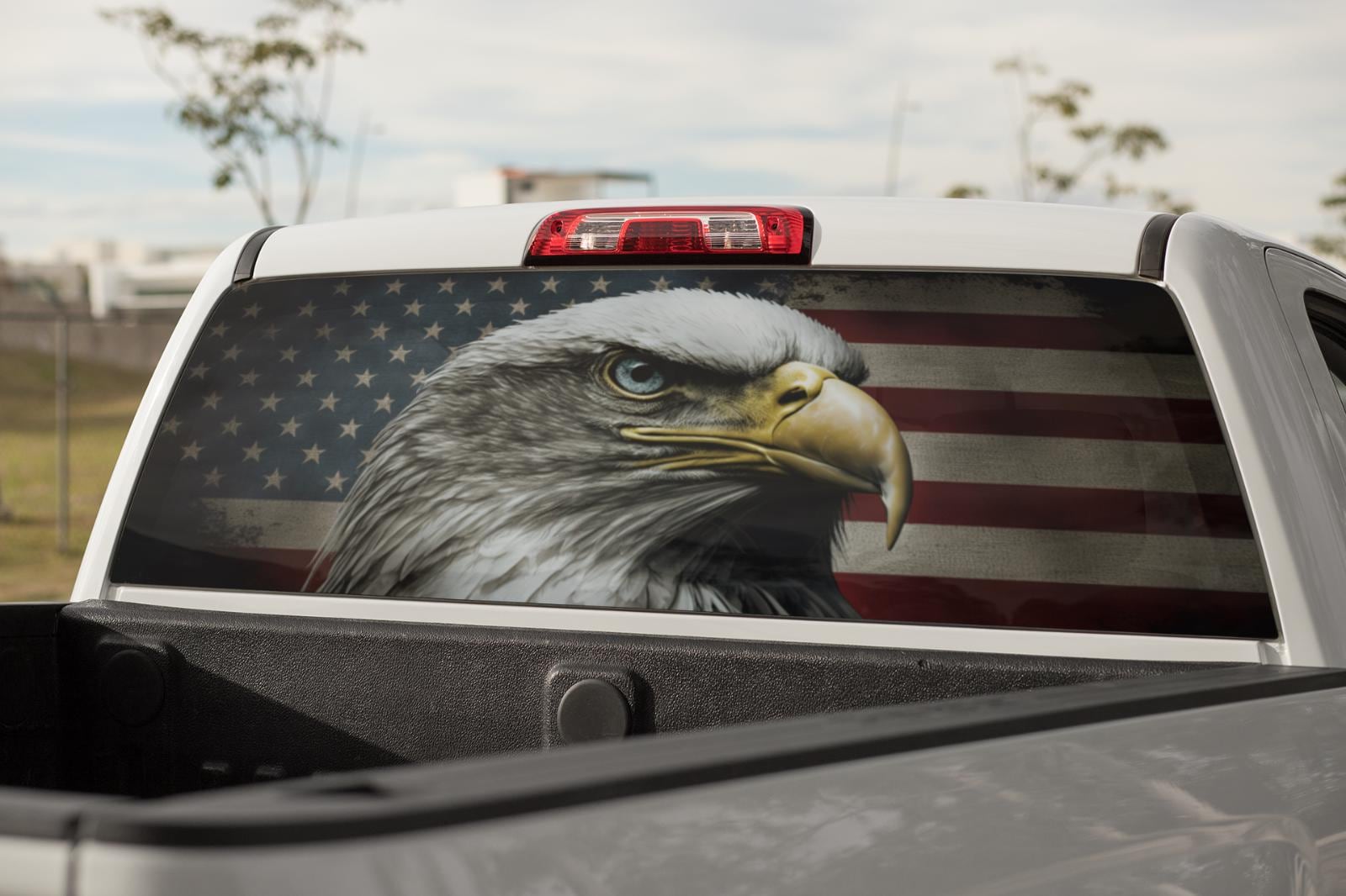 Truck Decal Back Window - Bald Eagle & American Flag - Perforated Vinyl TBW007 - Etsy