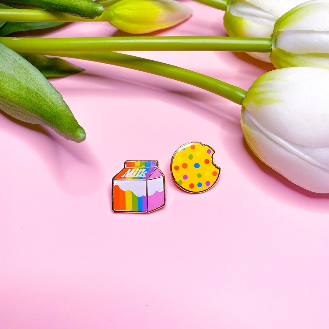 Rainbow Milk and Cookies Enamel Pin Filler Mini Pins - Etsy