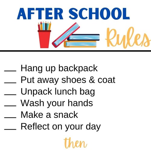 After School Rules Routine Checklist Kids Editable - Etsy