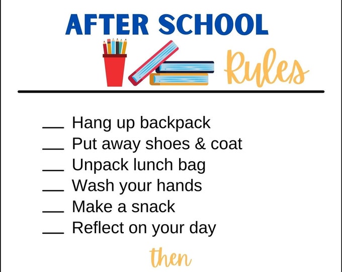 After School Rules Routine Checklist Kids Editable Print Digital ...