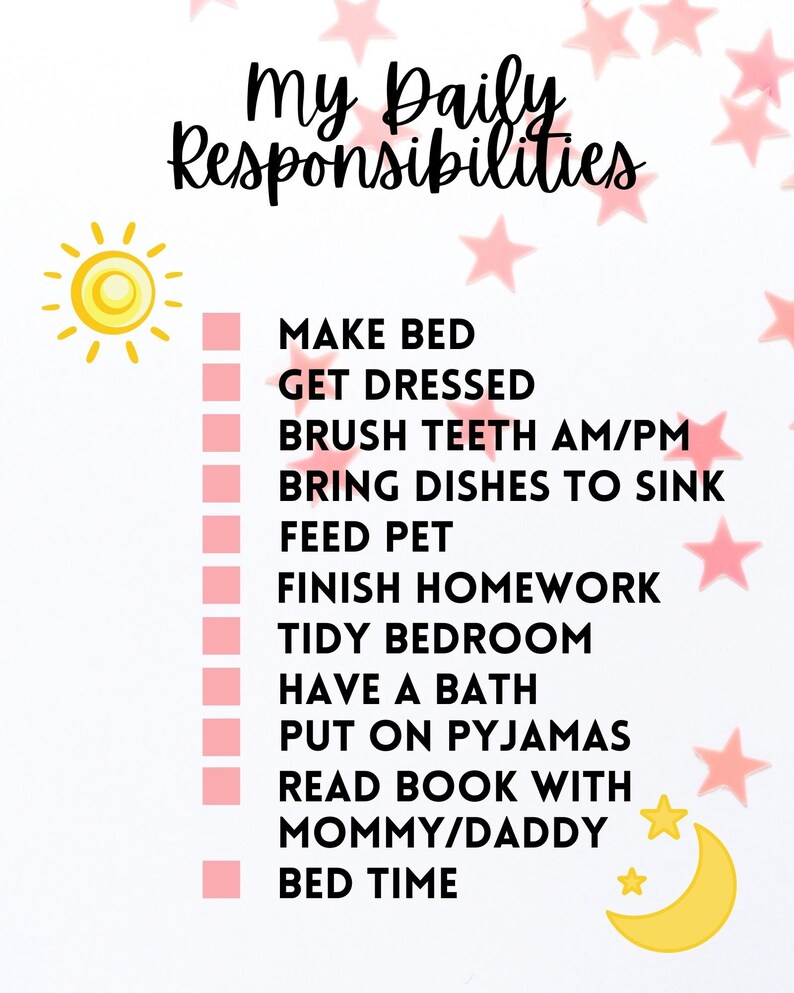 My Daily Responsibilities Checklist Routine Checklist Kids Children ...